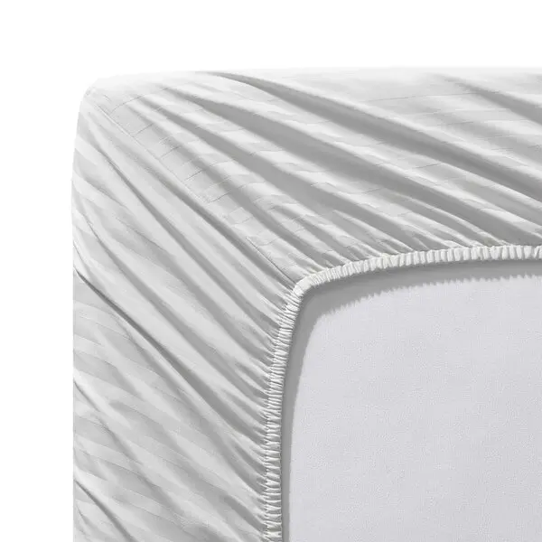 Vera Wang Dobby Stripe 4 Piece Sheet Set, Queen - Pale Grey
