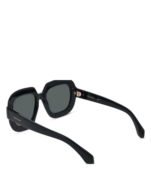 FERRAGAMO Rivert Oversized Square Sunglasses, 54mm - Black