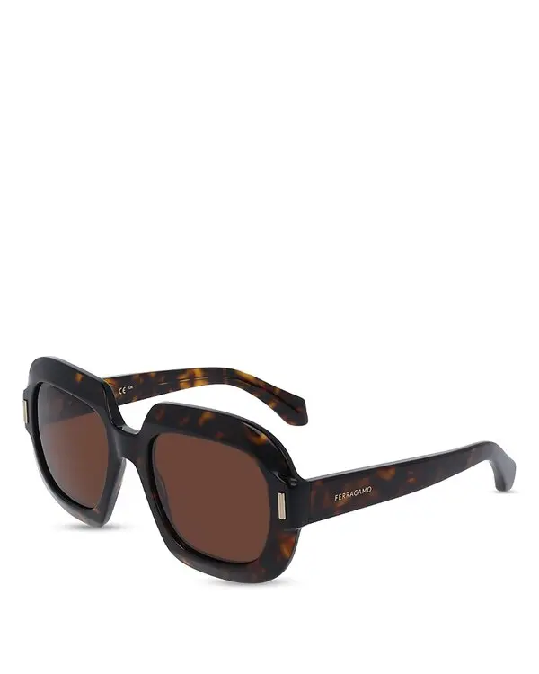 FERRAGAMO Rivert Oversized Square Sunglasses, 54mm - Dark Tortoise