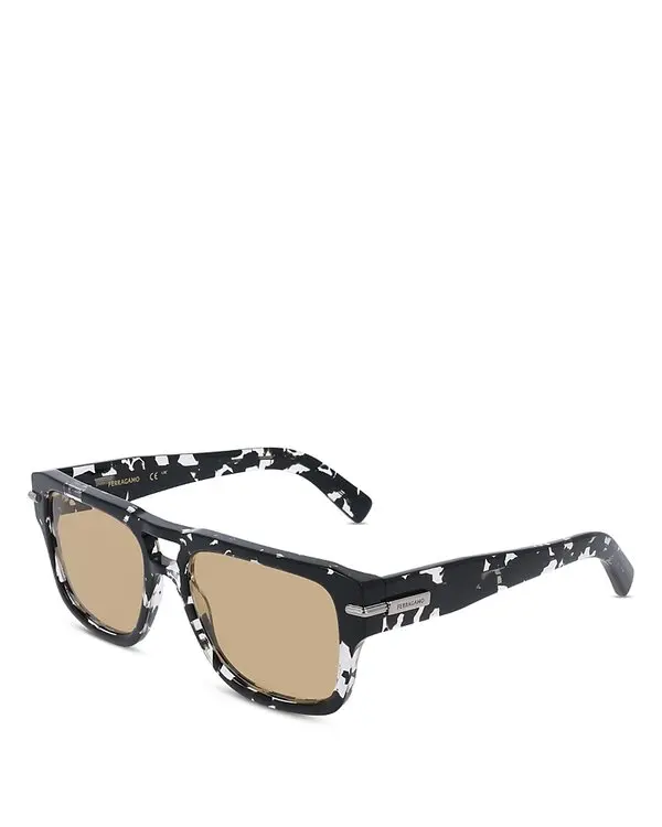 FERRAGAMO Double Bridge Square Sunglasses - Black Tortoise