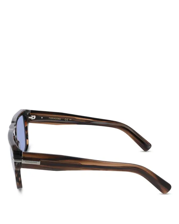 FERRAGAMO Double Bridge Square Sunglasses - Striped Brown