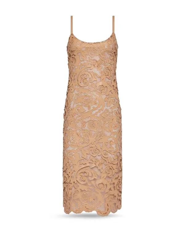 L'Agence Kazuko Laser Cut Midi Dress - Cappuccino