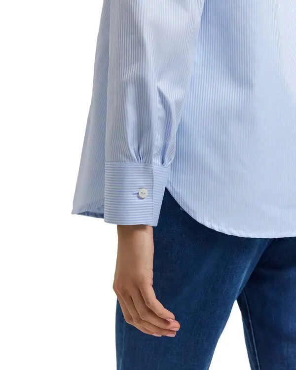 Foxcroft Meghan Long Sleeve Embroidered Shirt - Soft Blue