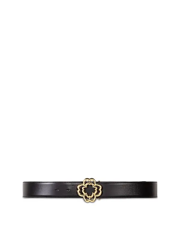 Maje Clover Logo Buckle Belt - Black