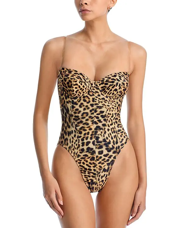 Norma Kamali Corset Mio One-piece Swimsuit - Cheetah Patch