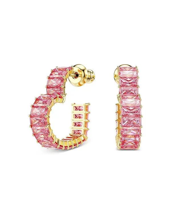 SWAROVSKI Matrix Crystal Heart Hoop Earrings - Pink