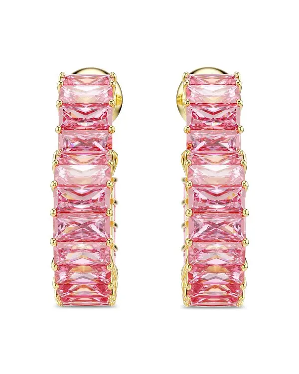 SWAROVSKI Matrix Crystal Heart Hoop Earrings - Pink