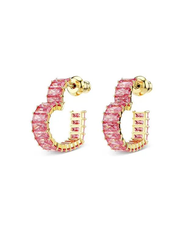 SWAROVSKI Matrix Crystal Heart Hoop Earrings - Pink