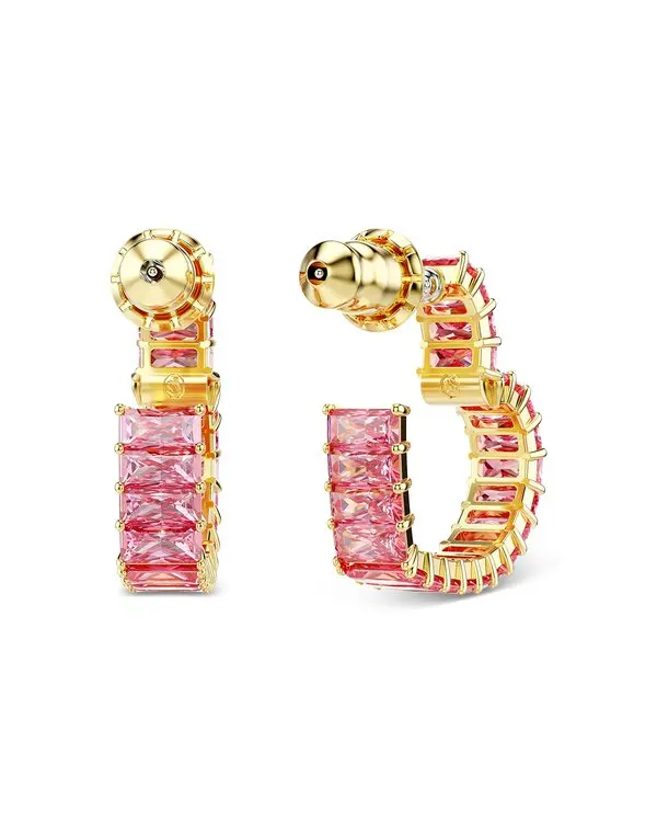 SWAROVSKI Matrix Crystal Heart Hoop Earrings - Pink