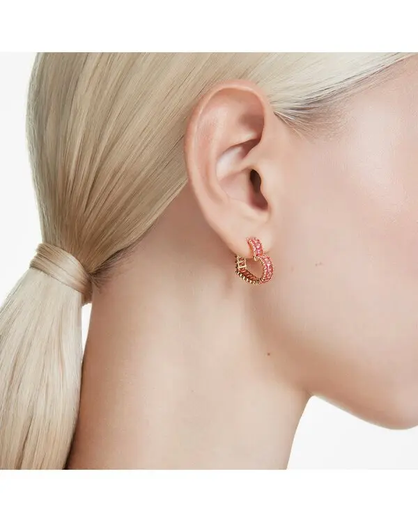 SWAROVSKI Matrix Crystal Heart Hoop Earrings - Pink