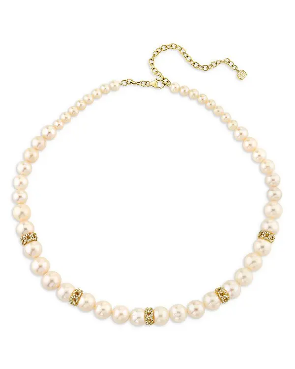 SYDNEY EVAN 14k Yellow Freshwater Pearl And Diamond Necklace - Gold
