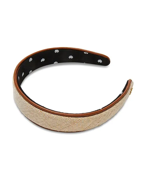 Lele Sadoughi Bessette Faux Leather Headband - Natural Canvas