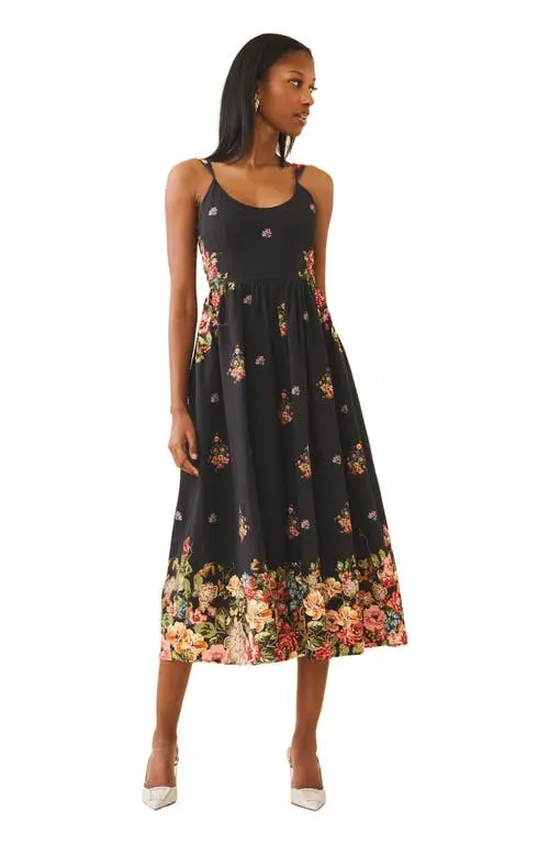 EDDY Katherine Floral Midi Dress - Black