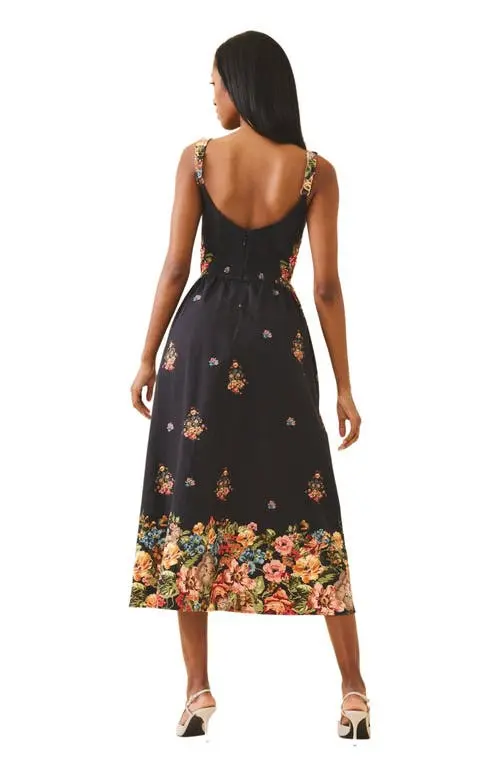 EDDY Katherine Floral Midi Dress - Black