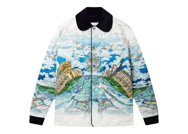 Casablanca Le Vol Ideal Quilted Hunting Jacket - Blue