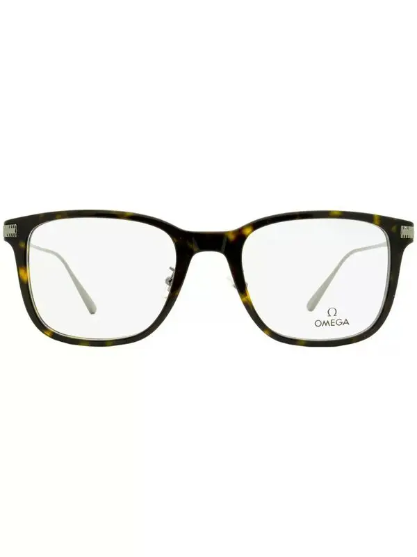 Omega Tortoiseshell Square-frame Glasses - Brown