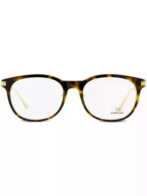 Omega Tortoiseshell Round-frame Glasses - Brown