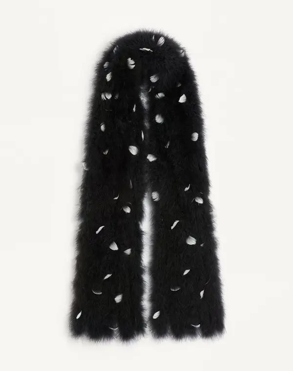 Valentino Garavani Feathers Scarf With Turkey And Goose Feathers - Black/white