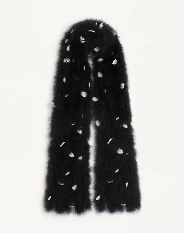 Valentino Garavani Feathers Scarf With Turkey And Goose Feathers - Black/white
