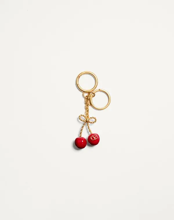 Valentino Garavani Chez Bag Charm And Key Ring - Antique Brass/red