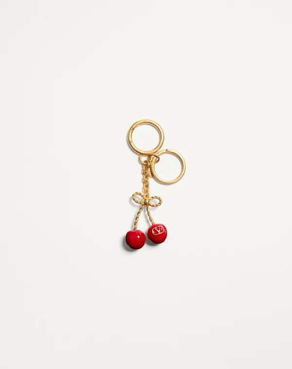Valentino Garavani Chez Bag Charm And Key Ring - Antique Brass/red