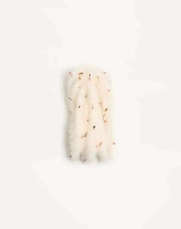 Valentino Garavani Feathers Scarf With Turkey And Pheasant Feathers - White/brown