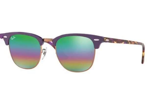 Ray-ban Oval Flat Sunglasses - Matte Shiny Havana/green Rainbow (rb3016)