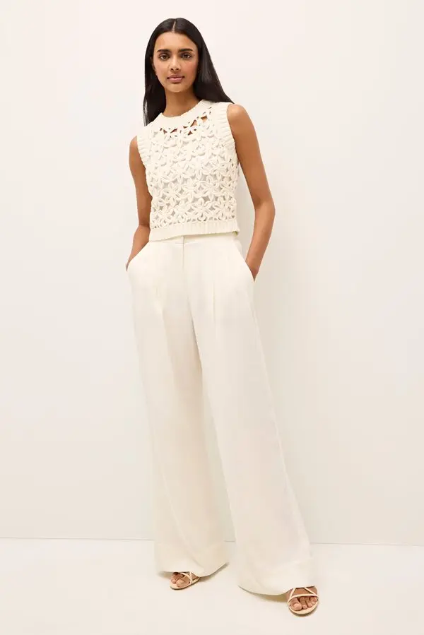 MARIE OLIVER Macbee Wide-leg Trousers - Ecru