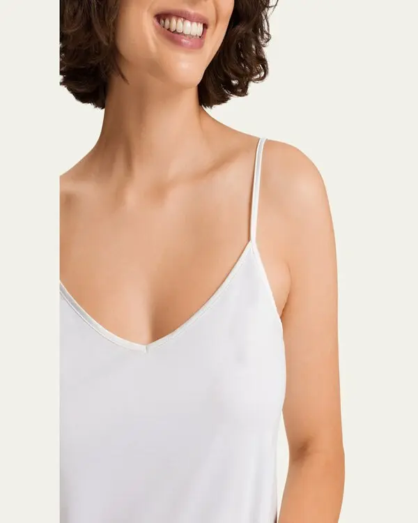 Hanro Silk-trim Cotton Chemise - White