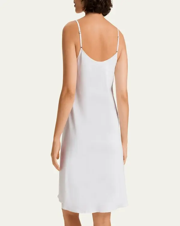 Hanro Silk-trim Cotton Chemise - White
