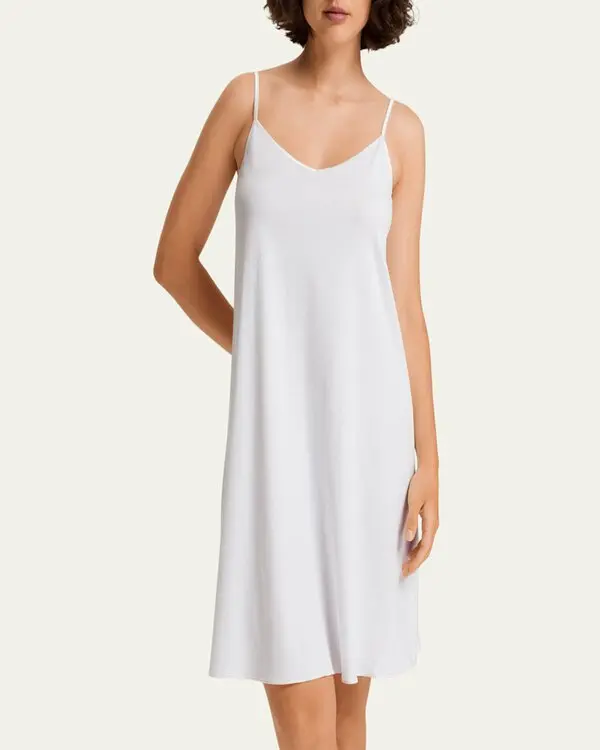 Hanro Silk-trim Cotton Chemise - White