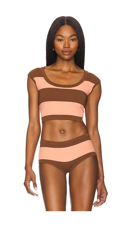 TROPIC OF C Ballet Bikini Top - Pink & Tobacco