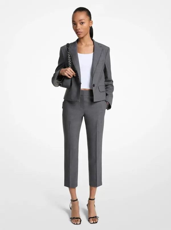 Michael Kors Stretch Wool Cropped Pants - Grey