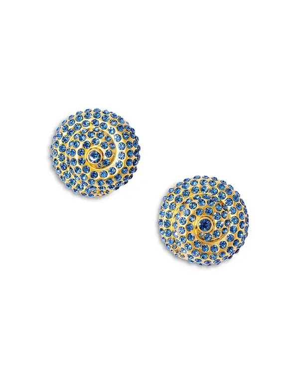 PEARL OCTOPUSS.Y Le Soleil Crystal Spiral Clip On Drop Earrings - Gold/blue