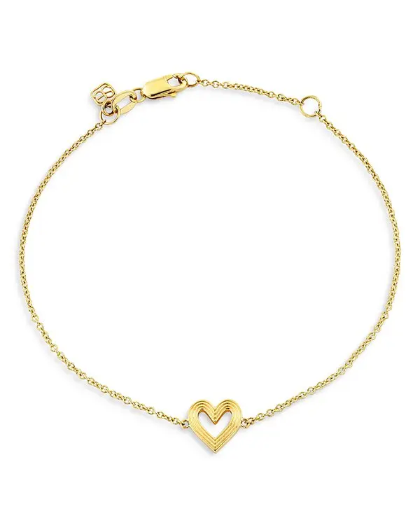SYDNEY EVAN 14k Yellow Fluted Heart Chain Link Bracelet - Gold