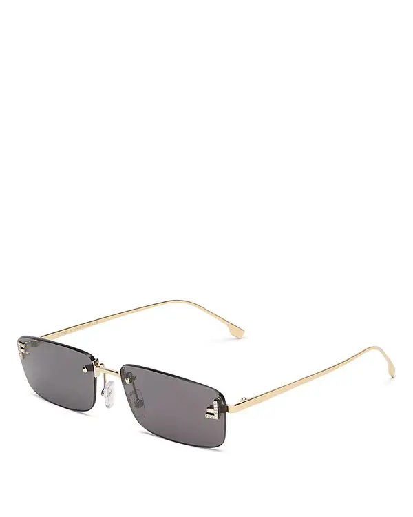 Fendi First Crystal Rectangle Sunglasses, 54mm - Gold/smoke