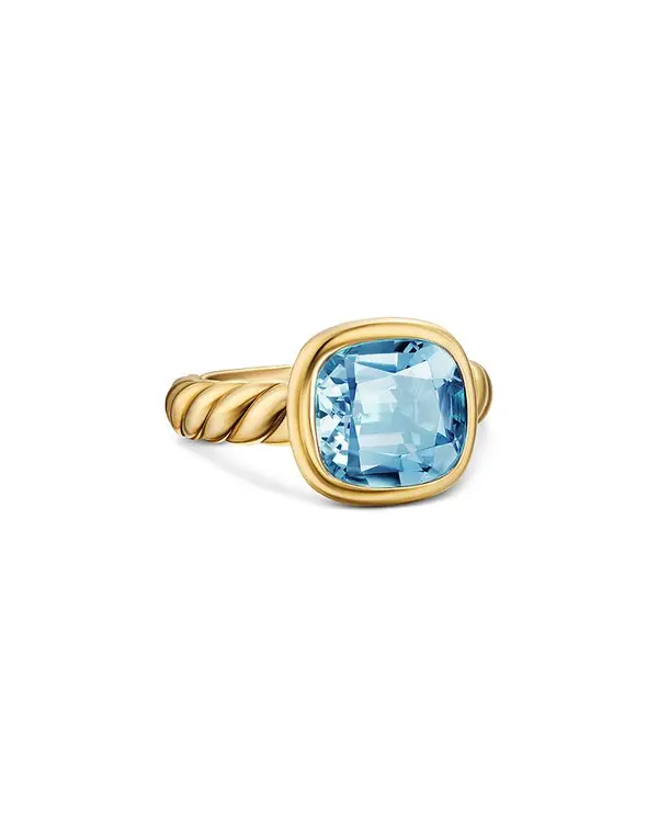 David Yurman Dy Mercer Stone Ring In 18k Yellow Gold With Gemstone - Blue Topaz/gold