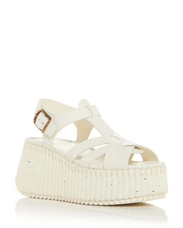 Chloé Nama Wedge Sandals - Eggshell