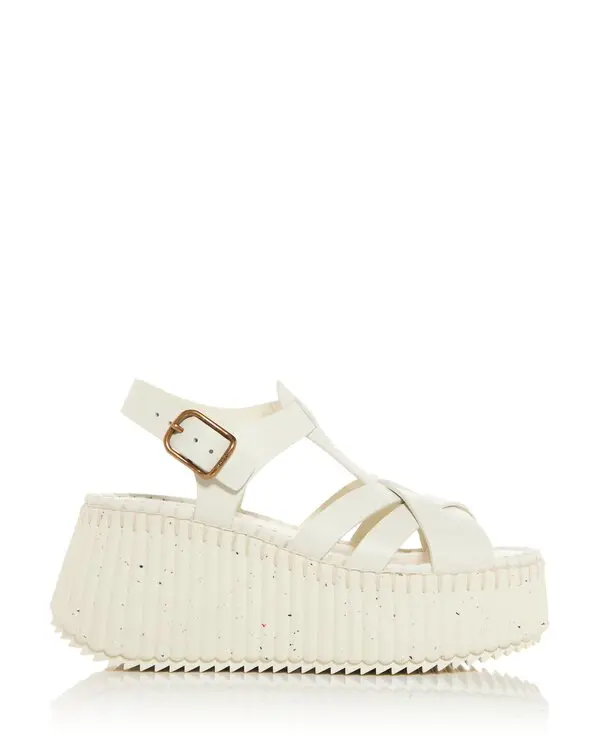 Chloé Nama Wedge Sandals - Eggshell