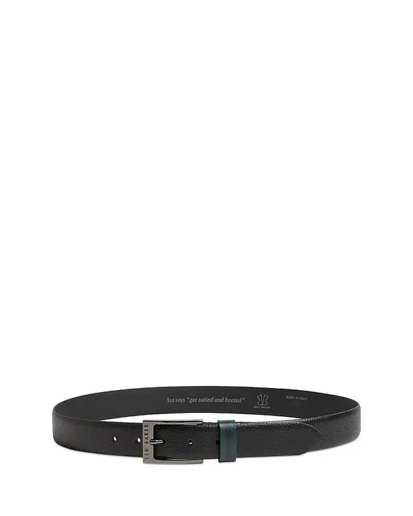 Ted Baker London Kendon Stripe Leather Belt - Black