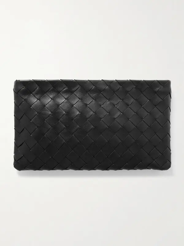 Bottega Veneta Medium Intrecciato Leather Pouch - Black