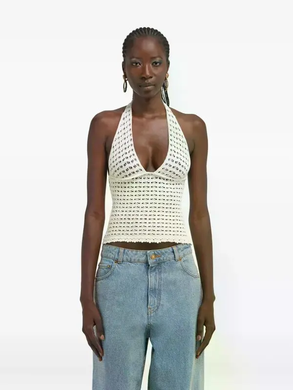 Roberto Cavalli Halterneck Crochet-knit Top