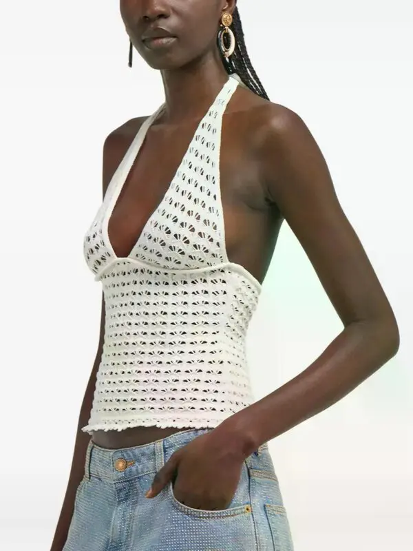 Roberto Cavalli Halterneck Crochet-knit Top