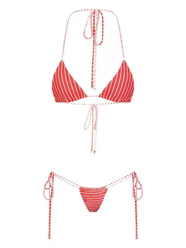 AMIR SLAMA Striped Triangle Bikini - Red