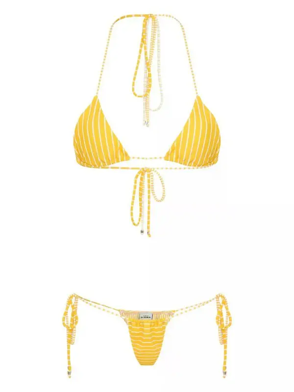 AMIR SLAMA Striped Triangle Bikini - Yellow