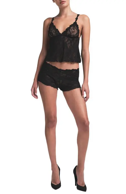 SKIMS Stretch Lace Triangle Camisole & Shorts Set - Soot