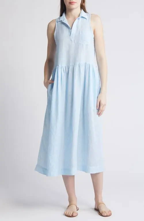 Frank & Eileen Daphne Linen Maxi Shirtdress In Turquoise Stripe - 62% Off |  Editorialist