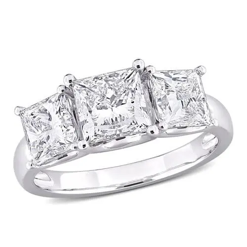JULIANNA B. 3-1/2 Ctw Lab-grown Diamond Princess 3-stone Ring - White Gold