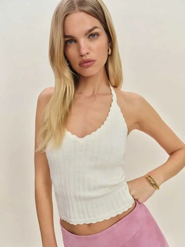 REFORMATION Christina Cotton Sweater Tank Top - Ivory