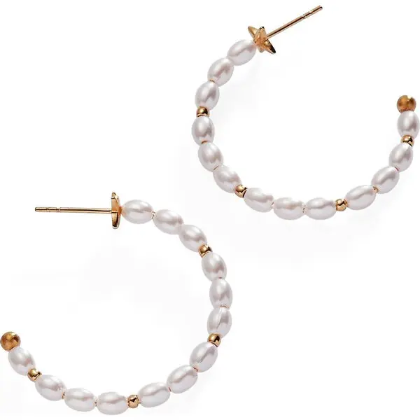 ALEX AND ANI Rice Hoop Earrings - Pearl